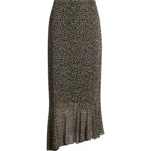 Loveappella Leopard Print Mesh Midi Skirt