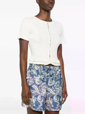 Sandro Ruffled Knit Cropped Top