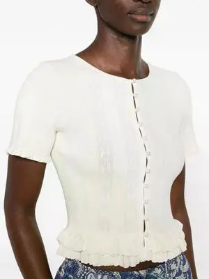 Sandro Ruffled Knit Cropped Top
