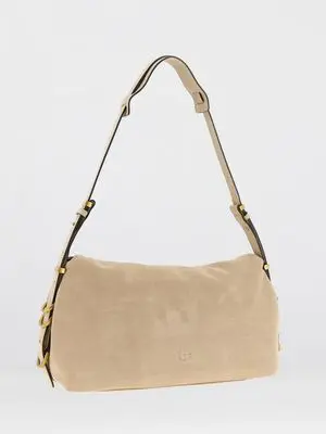 Pinko Medium Suede Saddle Bag - Beige