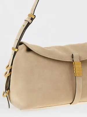 Pinko Medium Suede Saddle Bag - Beige