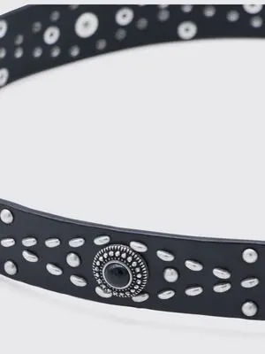 GOLDEN GOOSE Embellished Leather Belt - Black