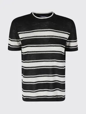 Max Mara Striped Crew Neck Knit Top - Black 1