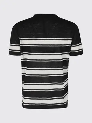 Max Mara Striped Crew Neck Knit Top - Black 1