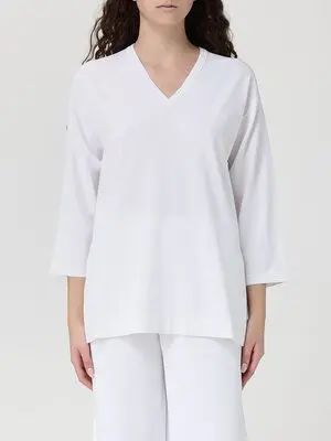 Max Mara Viscose Blend V-neck Knit Top - White