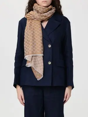 Max Mara Cotton And Wool Scarf With Logo - Brown