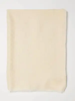 Max Mara Cotton And Wool Scarf With Logo White