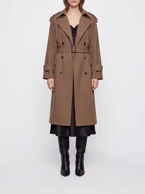 Max Mara Virgin Wool Double Breasted Trench Coat - Brown