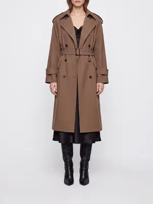 Max Mara Virgin Wool Double Breasted Trench Coat - Brown
