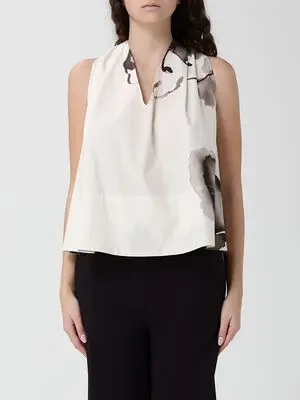 Liviana Conti Sleeveless V-neck Floral Poplin Top - Multicolor