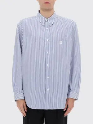 Balmain Striped Cotton Shirt Gnawed Blue