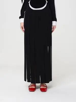 Moschino Wool Pleated Midi Skirt - Black