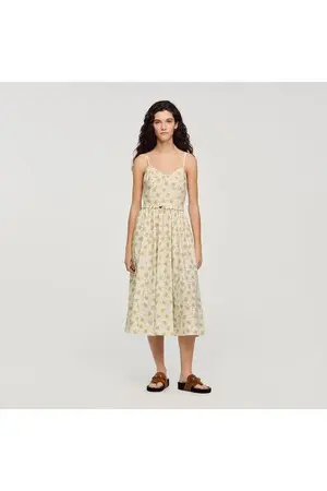 Sandro Midi Dress With Straps - Floral