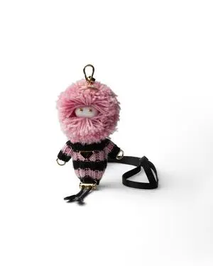 Prada Soft Robot Knit Keychain Charm - Pink