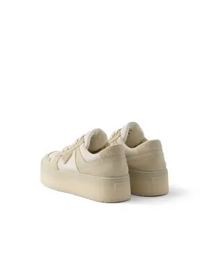 Prada Downtown Bold Re-nylon And Suede Sneakers - Neutral