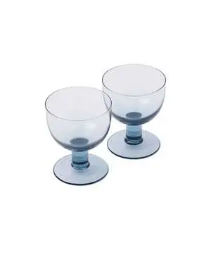 Prada Set Of Two Crystal Water Glasses Plinth - Blue