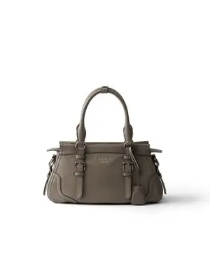 Prada Large Leather Tote Bag - Grey