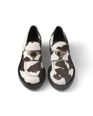 Prada Chocolate Printed Leather Loafers