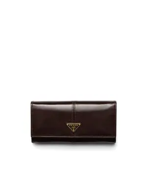 Prada Large Leather Wallet - Brown