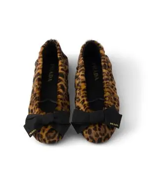 Prada Printed Leather Ballerinas With Bow