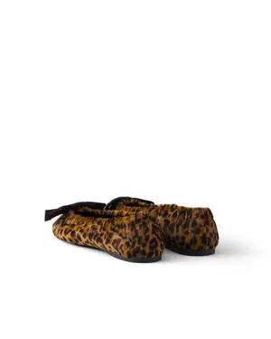 Prada Printed Leather Ballerinas With Bow