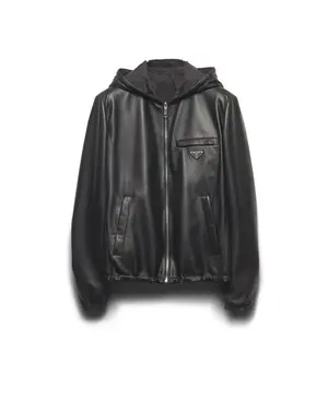 Prada Reversible Nappa Leather And Re-nylon Jacket - Black