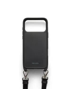 Prada Saffiano Leather Case For Iphone 17 Pro Max With Shoulder Strap
