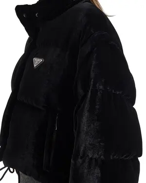 Prada Convertible Cropped Velvet Down Jacket