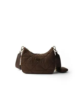 Prada Padded Re-nylon Shoulder Bag - Brown