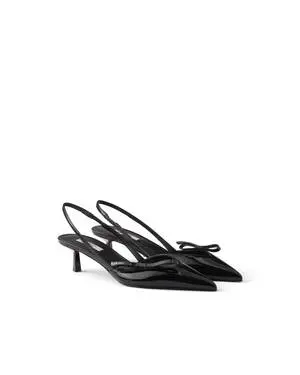 Prada Patent Leather Slingback Pumps - Black