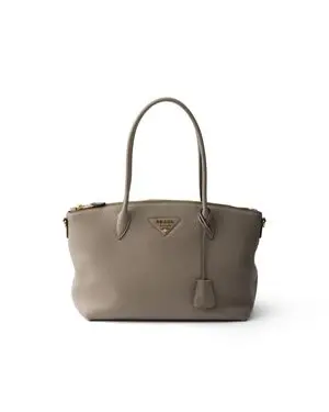 Prada Large Leather Tote Bag - Grey
