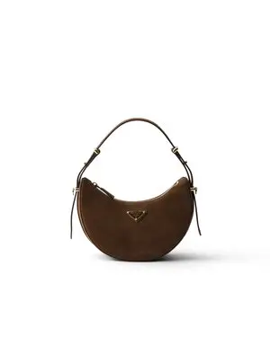 Prada Arqué Mini Suede Shoulder Bag - Brown