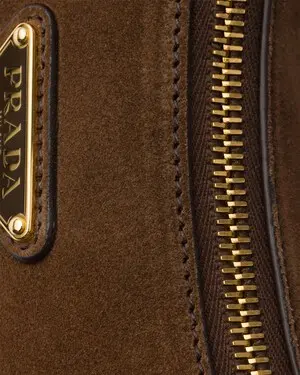 Prada Arqué Mini Suede Shoulder Bag - Brown