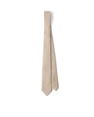 Prada Silk And Linen Tie - Neutral