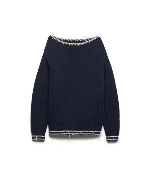 Prada Wool Boat-neck Sweater - Blue