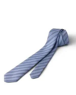 Prada Linen Blend Neck Tie - Light Blue