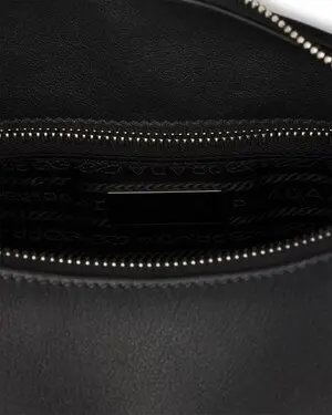 Prada Fold Large Leather Shoulder Bag - Black
