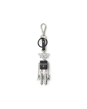 Prada Robot Saffiano Leather Keychain Charm - Gold/silver