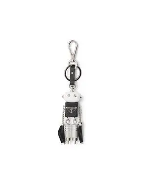 Prada Robot Saffiano Leather Keychain Charm - Gold/silver