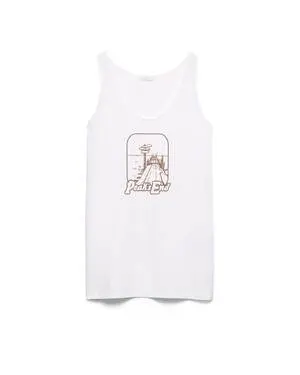 Prada Printed Cotton Tank Top - White