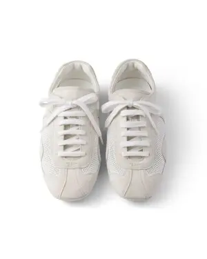 Prada Montecarlo Re-edition 200 Suede And Mesh Sneakers - White