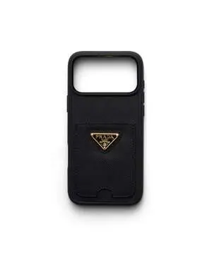 Prada Leather Iphone 14 Pro Max Case - Black | Editorialist