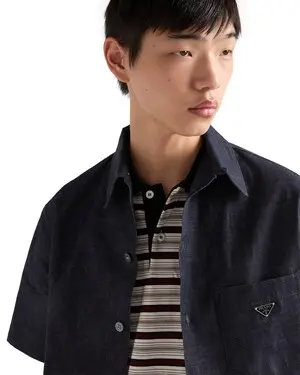 Prada Short-sleeved Chambray Denim Shirt