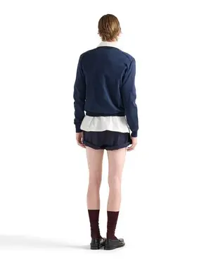 Prada Cotton V-neck Sweater - Blue