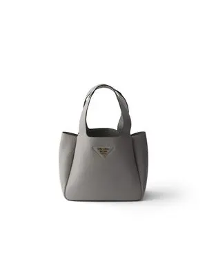 Prada Small Leather Tote Bag - Grey