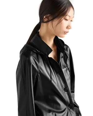 Prada Hooded Nappa Leather And Fabric Caban Jacket