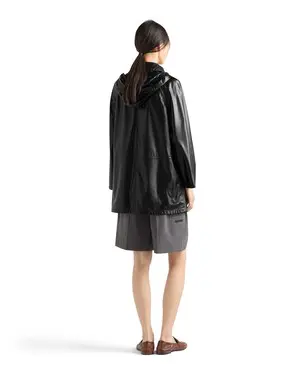 Prada Hooded Nappa Leather And Fabric Caban Jacket