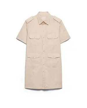 Prada Hort-leeved Cotton Hirt - Neutral