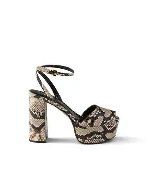 Prada Python-print Ayers Leather Platform Sandals