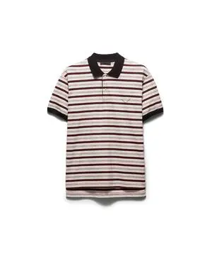 Prada Hort-leeved Cotton Polo Hirt - Neutral